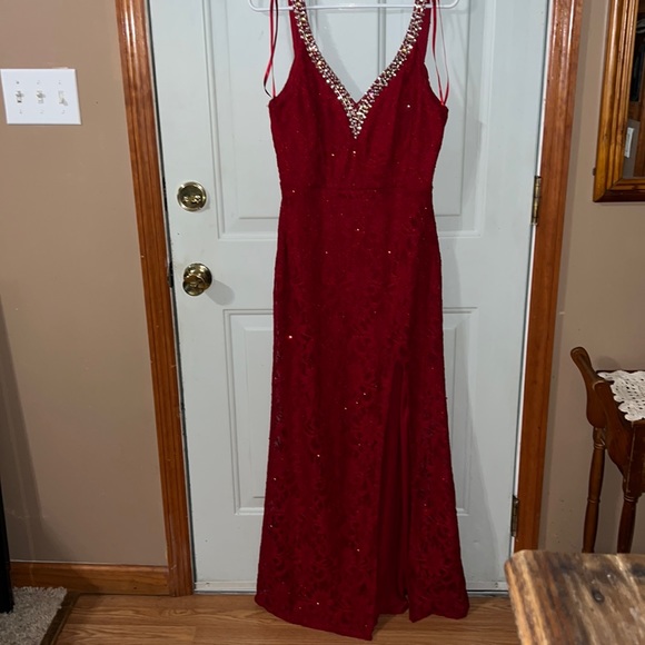 City Triangles | Dresses | City Triangles Red Lace Sequin Formal Vneck ...